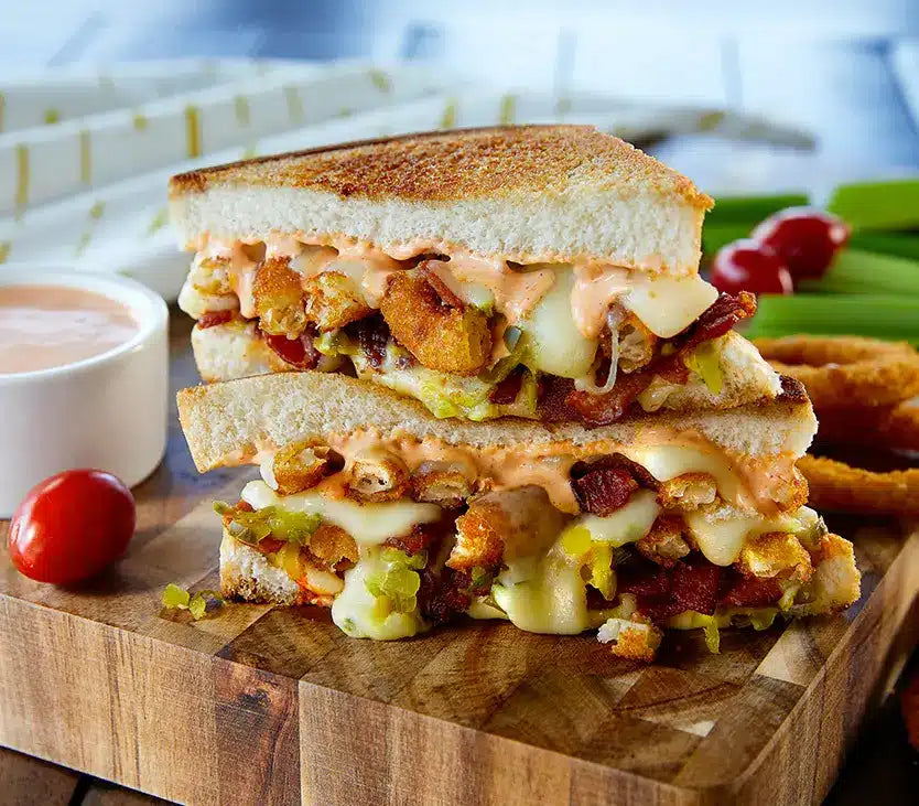 Cooper® Sharp Onion Ring and Bacon Grilled Cheese Sandwich – Cooper Cheese